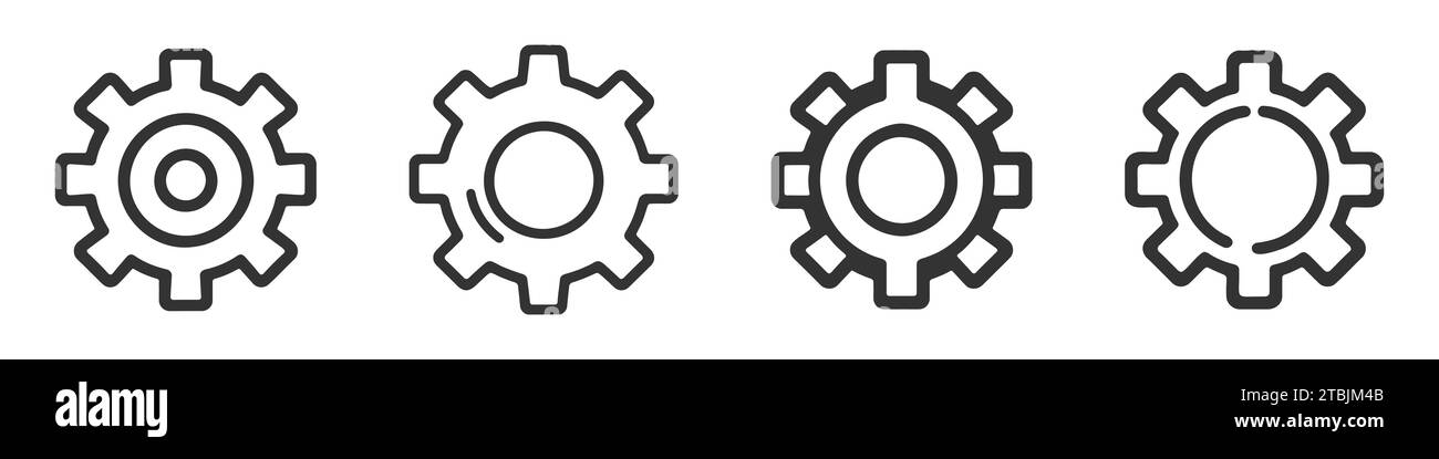 Gear icon pack, collection, cog wheel, engine circle. Thin line web ...