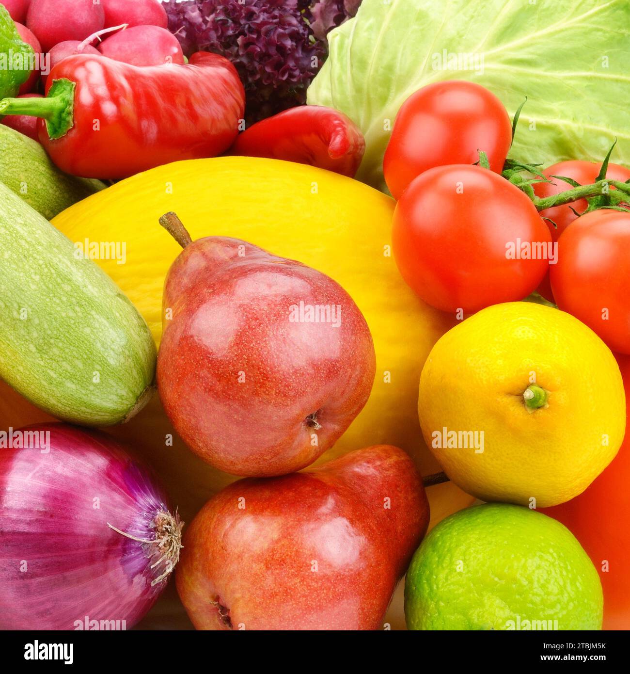 A set of fresh vegetables and fruits. Bright beautiful background Stock ...