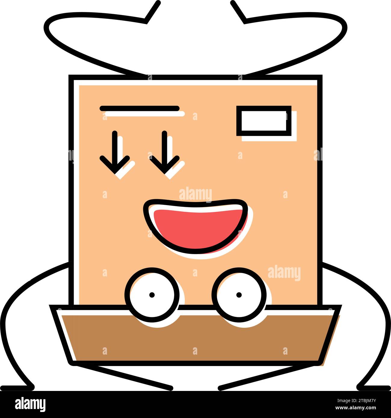 do not turn cardboard box character color icon vector illustration ...