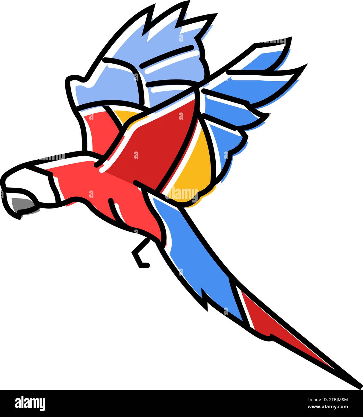scarlet macaw flying parrot bird color icon vector illustration Stock ...