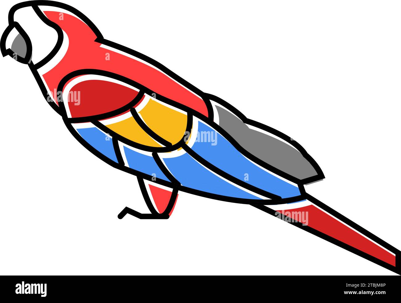 scarlet macaw sitting parrot bird color icon vector illustration Stock ...