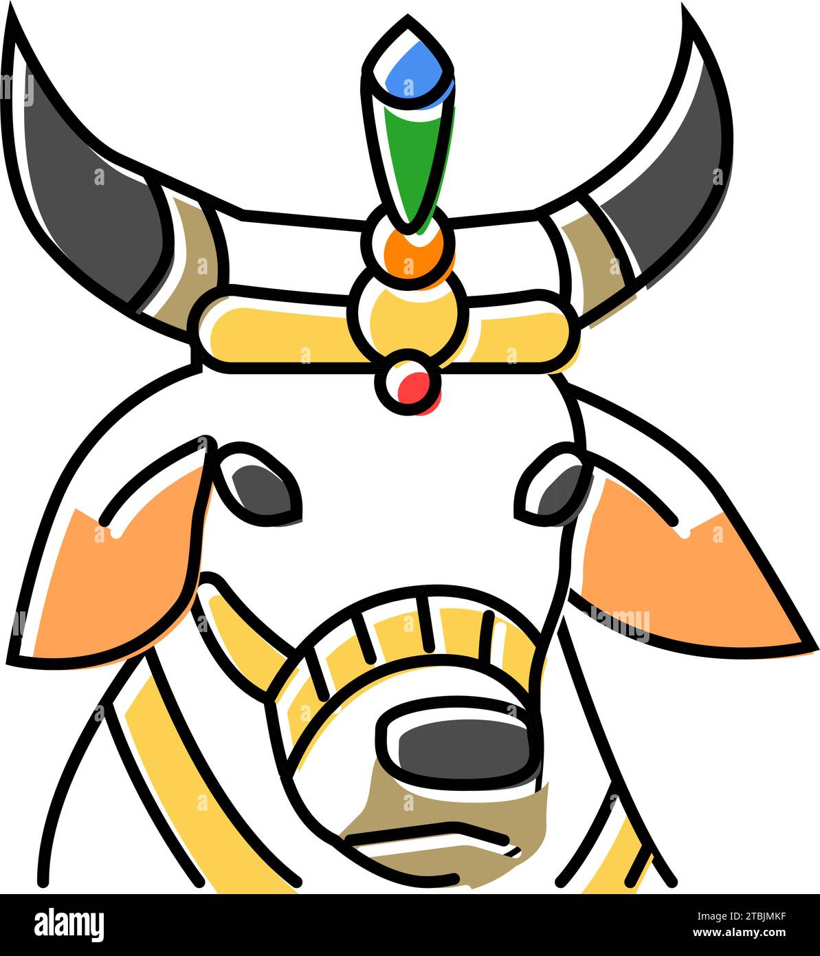 cow sacred animal hinduism color icon vector illustration Stock Vector ...