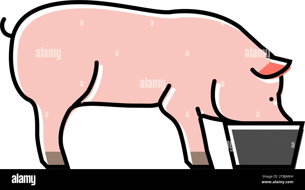 pig feeding farm color icon vector illustration Stock Vector Image ...