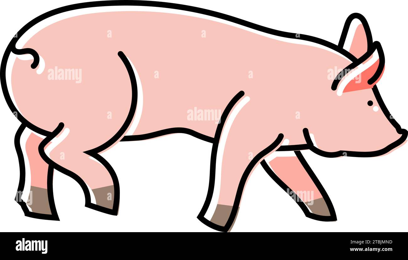 running pig farm color icon vector illustration Stock Vector Image ...