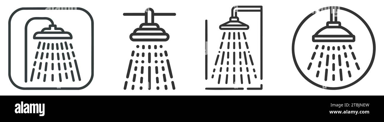 Line shower icon set, pack, collection isolated on white background ...