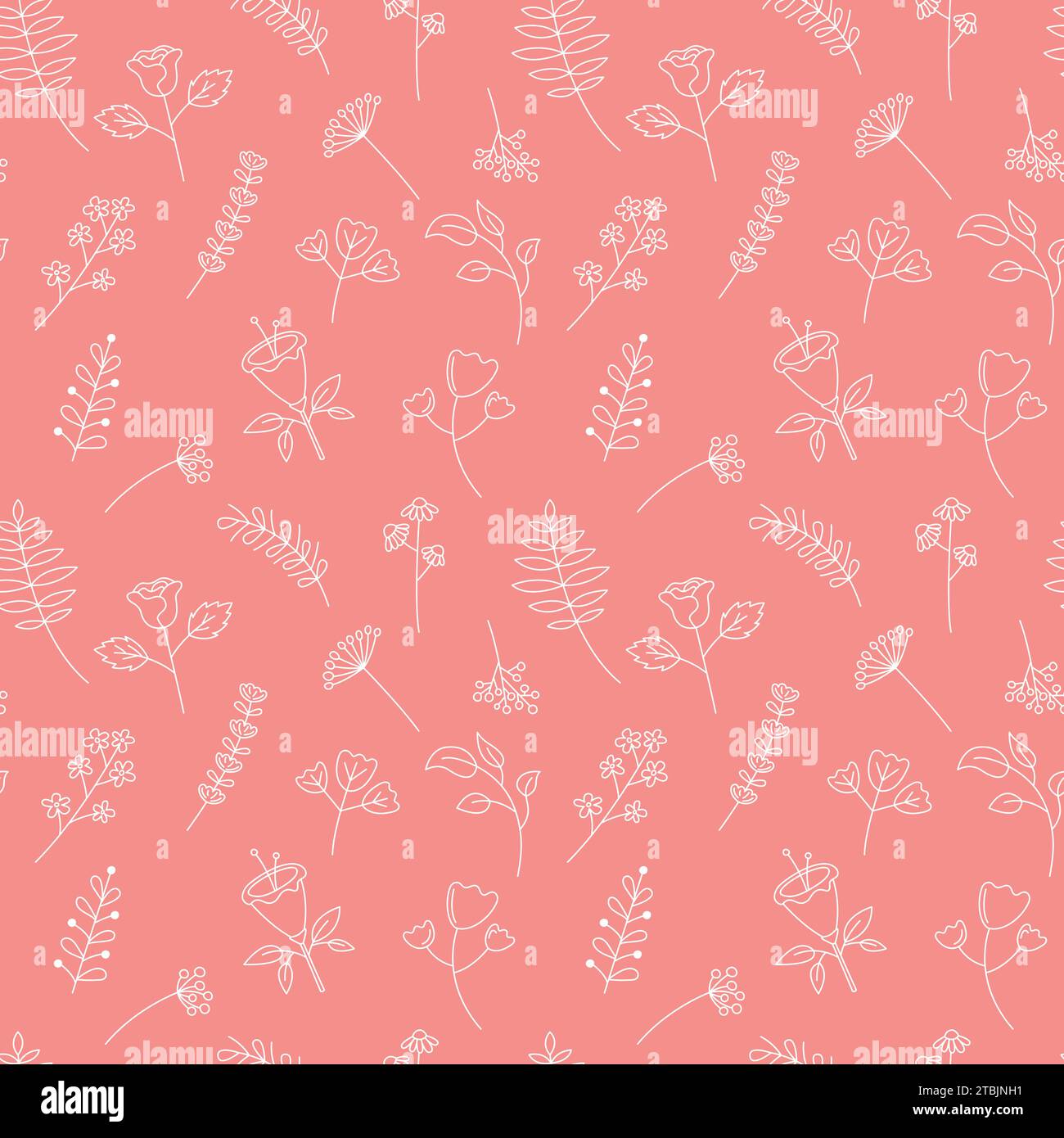 Cute flowers pattern vector seamless background. Hand drawn floral ...