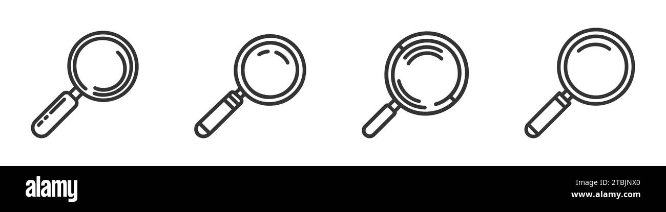 Magnifying glass line icon pack, set, collection. Outline vector sign, linear style pictogram ...