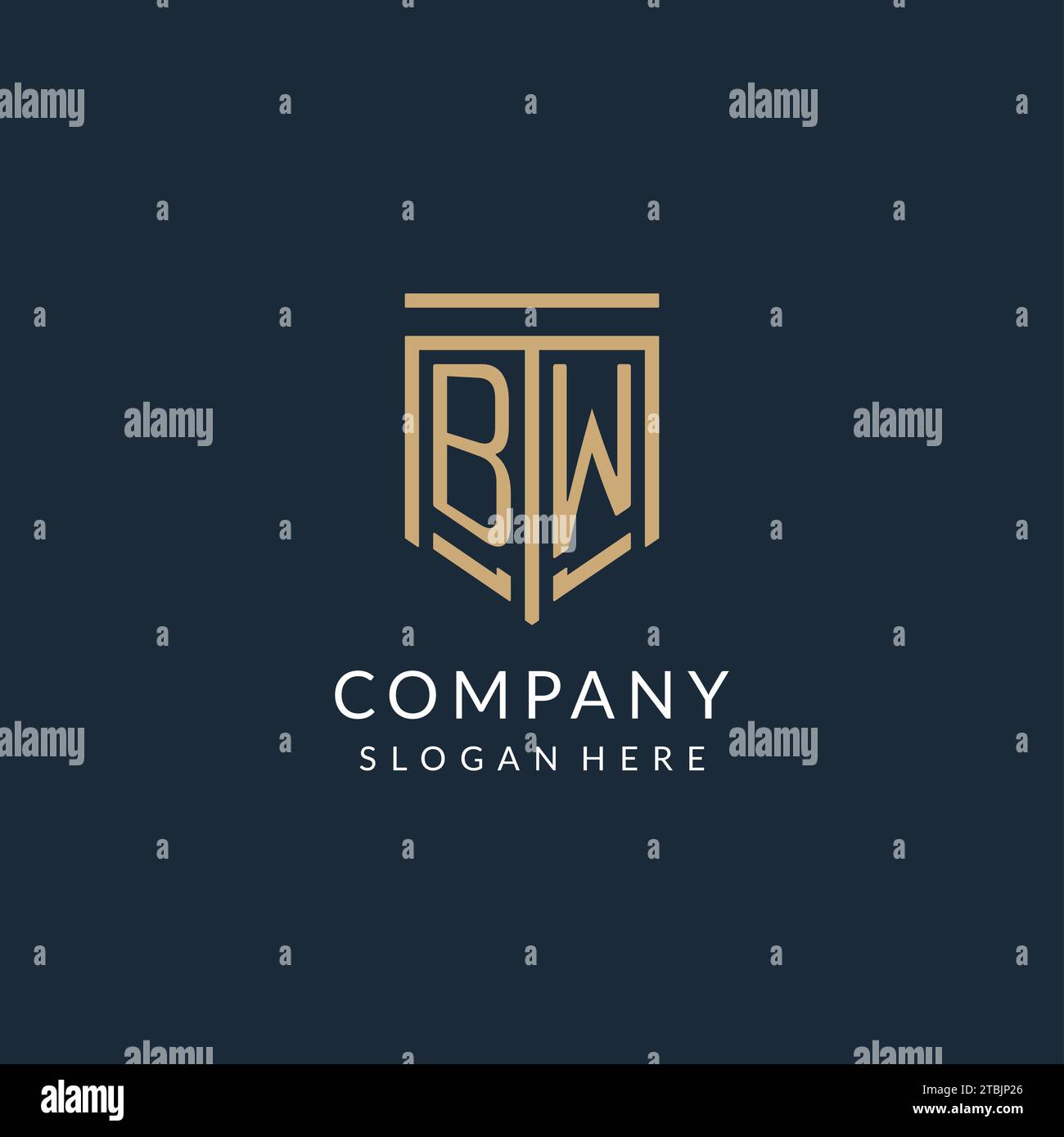 Initial BW shield logo monoline style, modern and luxury monogram logo ...