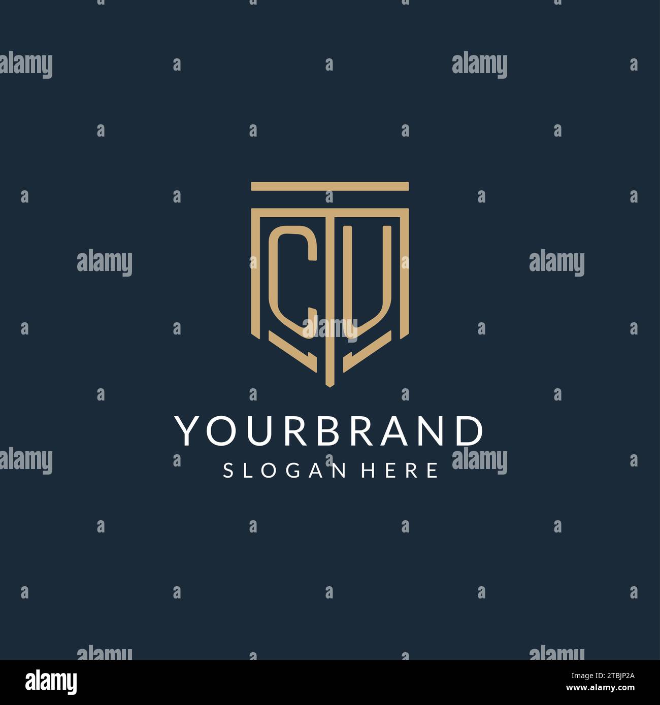 Initial CU shield logo monoline style, modern and luxury monogram logo ...