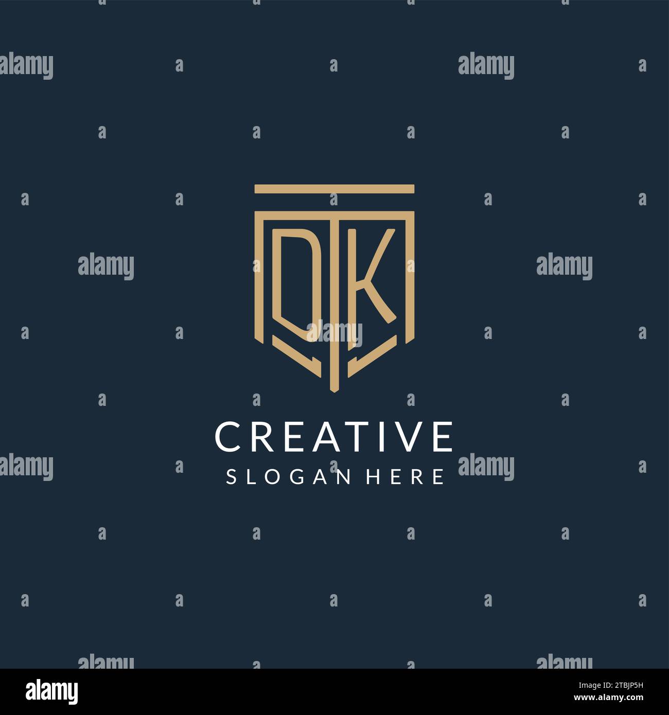 Initial DK shield logo monoline style, modern and luxury monogram logo design vector graphic ...