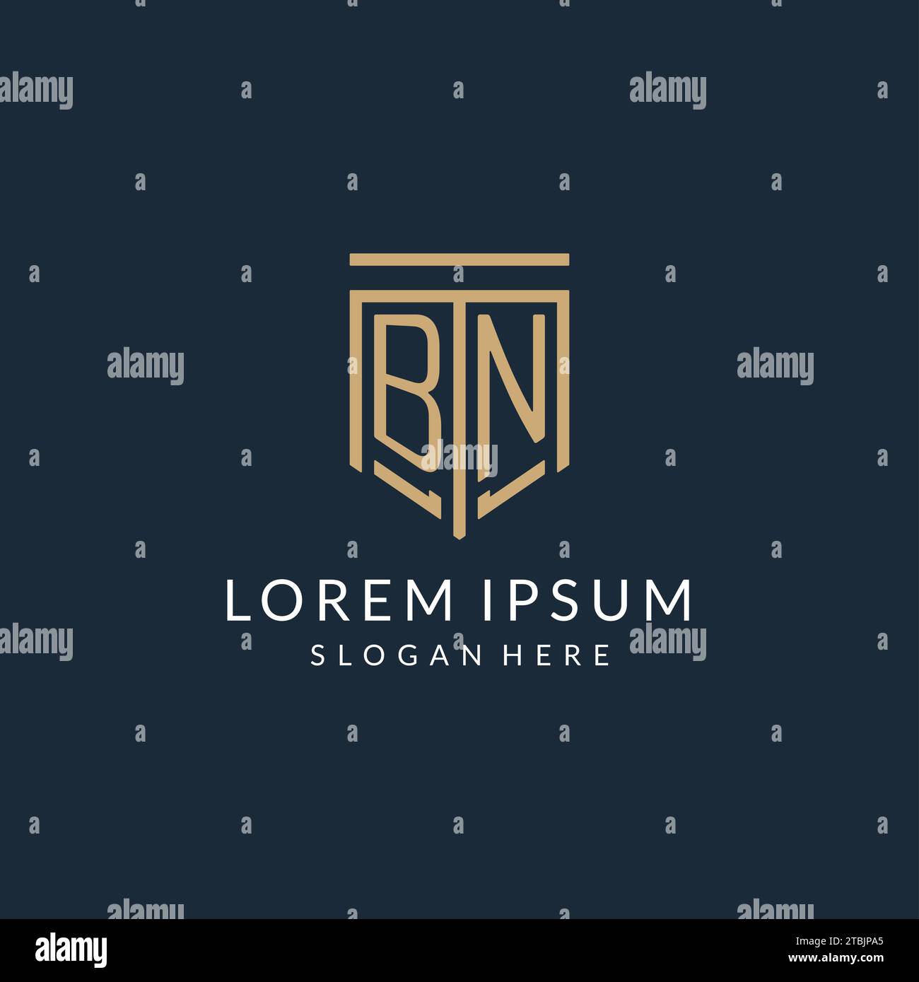 Initial BN shield logo monoline style, modern and luxury monogram logo ...