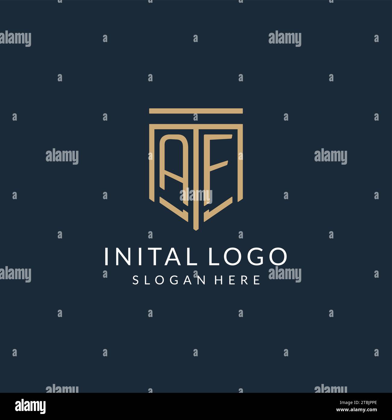 Initial AF shield logo monoline style, modern and luxury monogram logo design vector graphic ...