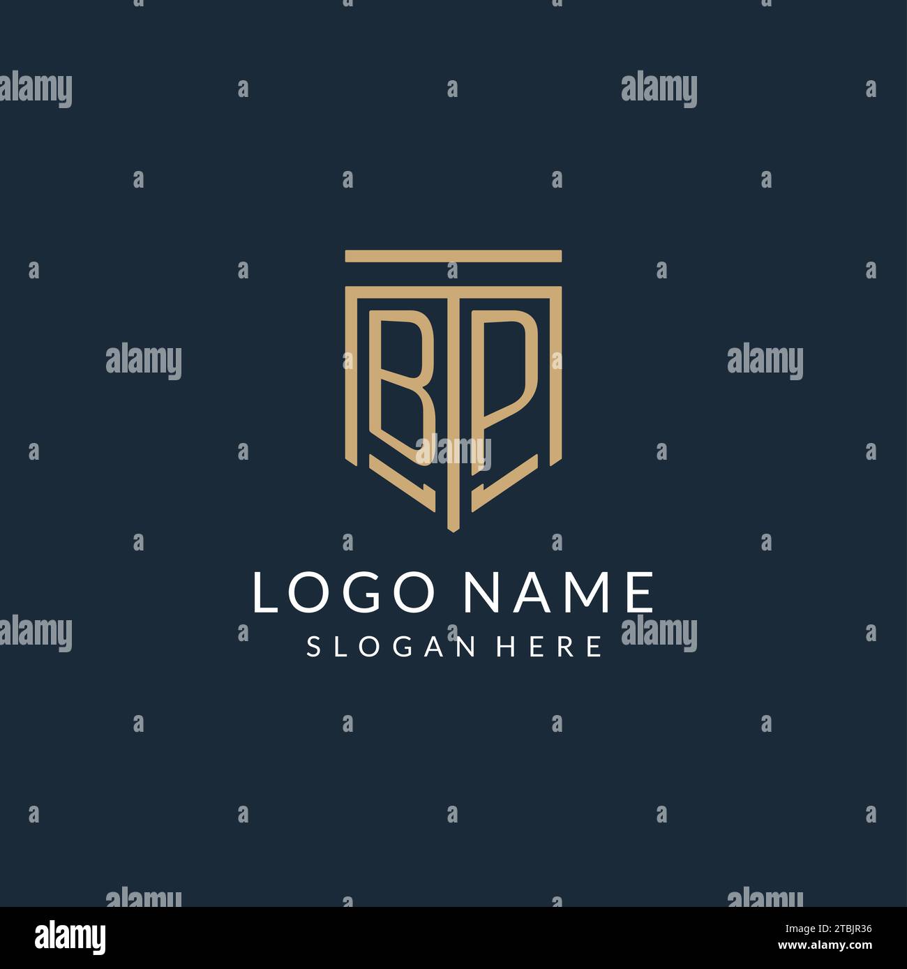 Initial BP shield logo monoline style, modern and luxury monogram logo ...