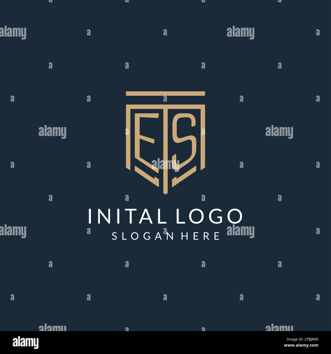 Initial ES shield logo monoline style, modern and luxury monogram logo ...