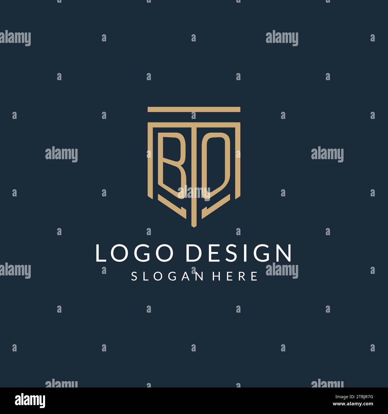 Initial BO shield logo monoline style, modern and luxury monogram logo ...