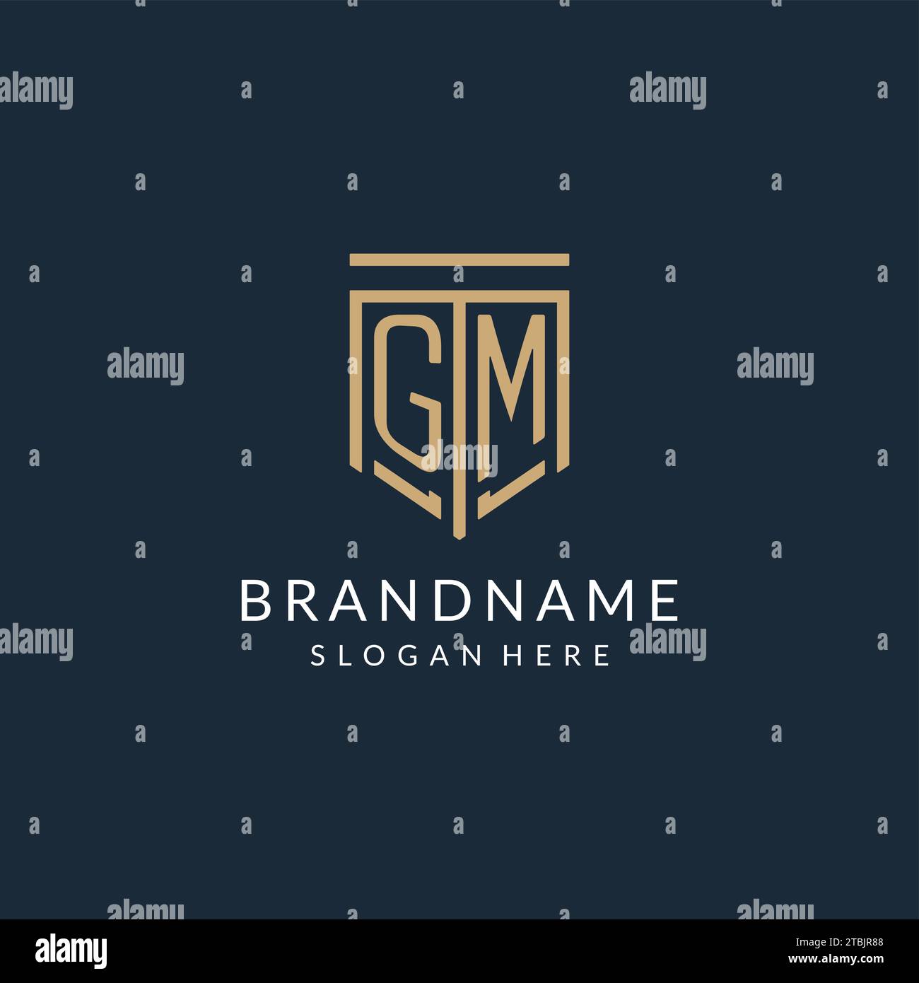 Initial GM shield logo monoline style, modern and luxury monogram logo ...