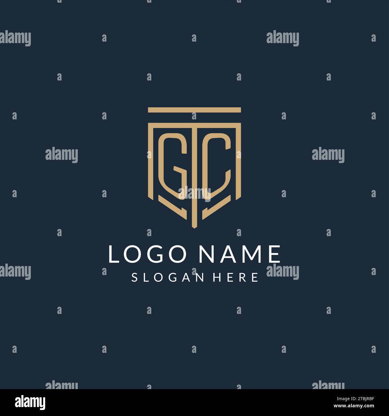 Initial GC shield logo monoline style, modern and luxury monogram logo ...