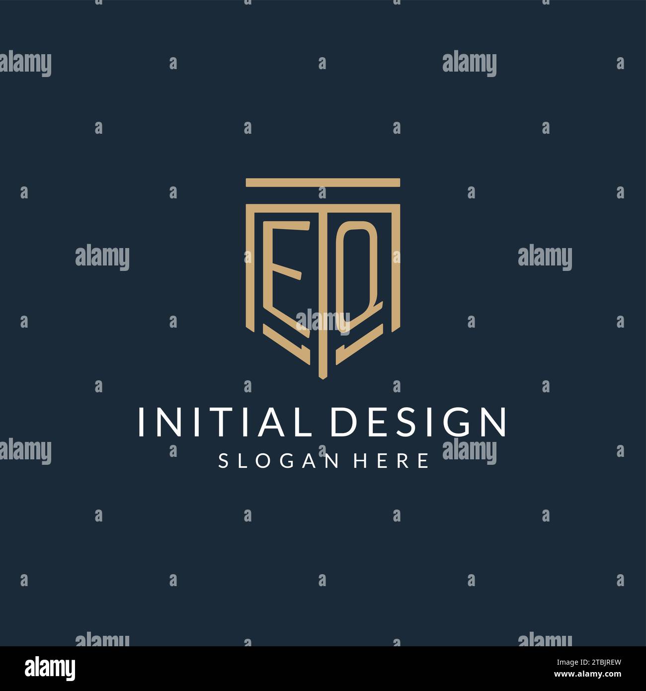Initial EQ shield logo monoline style, modern and luxury monogram logo ...