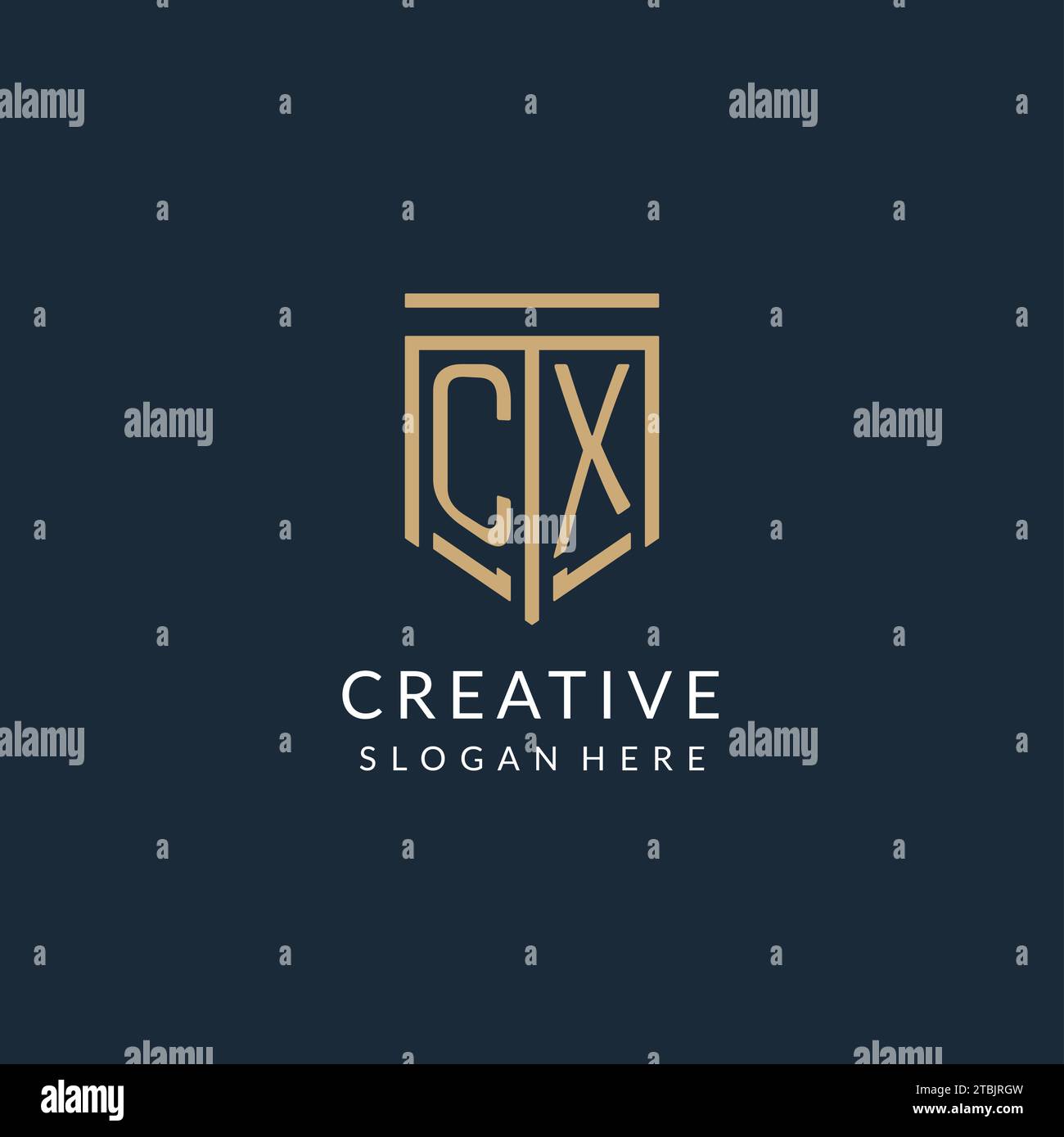 Initial CX shield logo monoline style, modern and luxury monogram logo design vector graphic ...