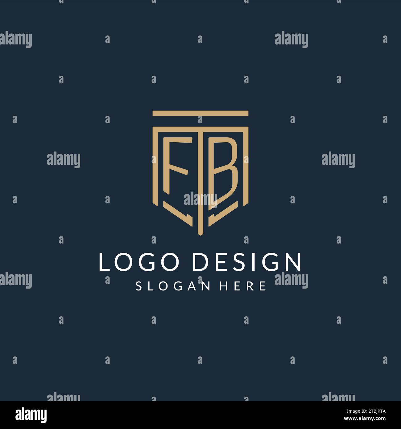 Initial FB shield logo monoline style, modern and luxury monogram logo design vector graphic ...