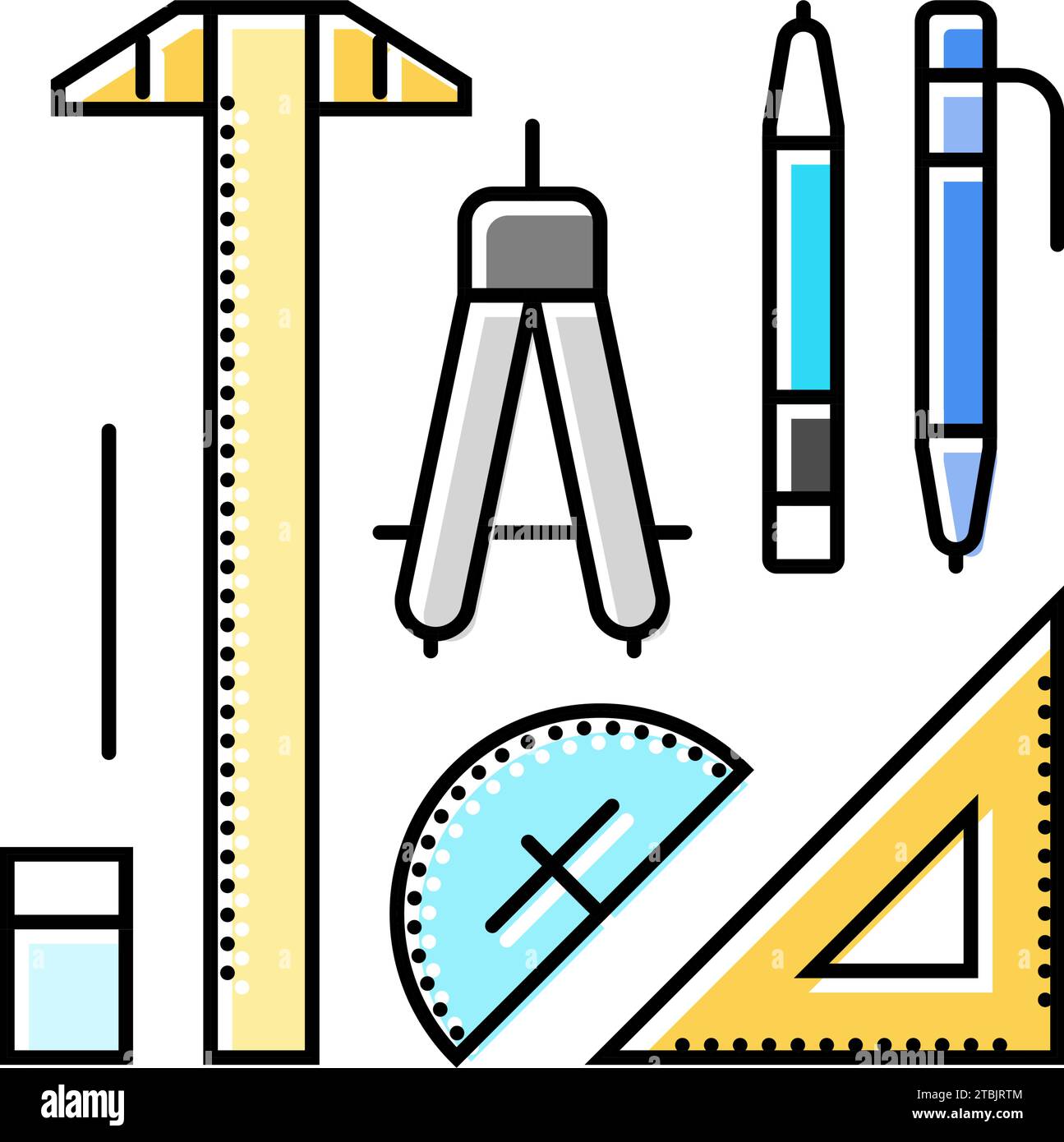 drafting tools architectural drafter color icon vector illustration ...