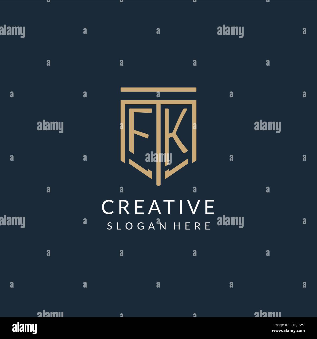 Initial FK shield logo monoline style, modern and luxury monogram logo ...