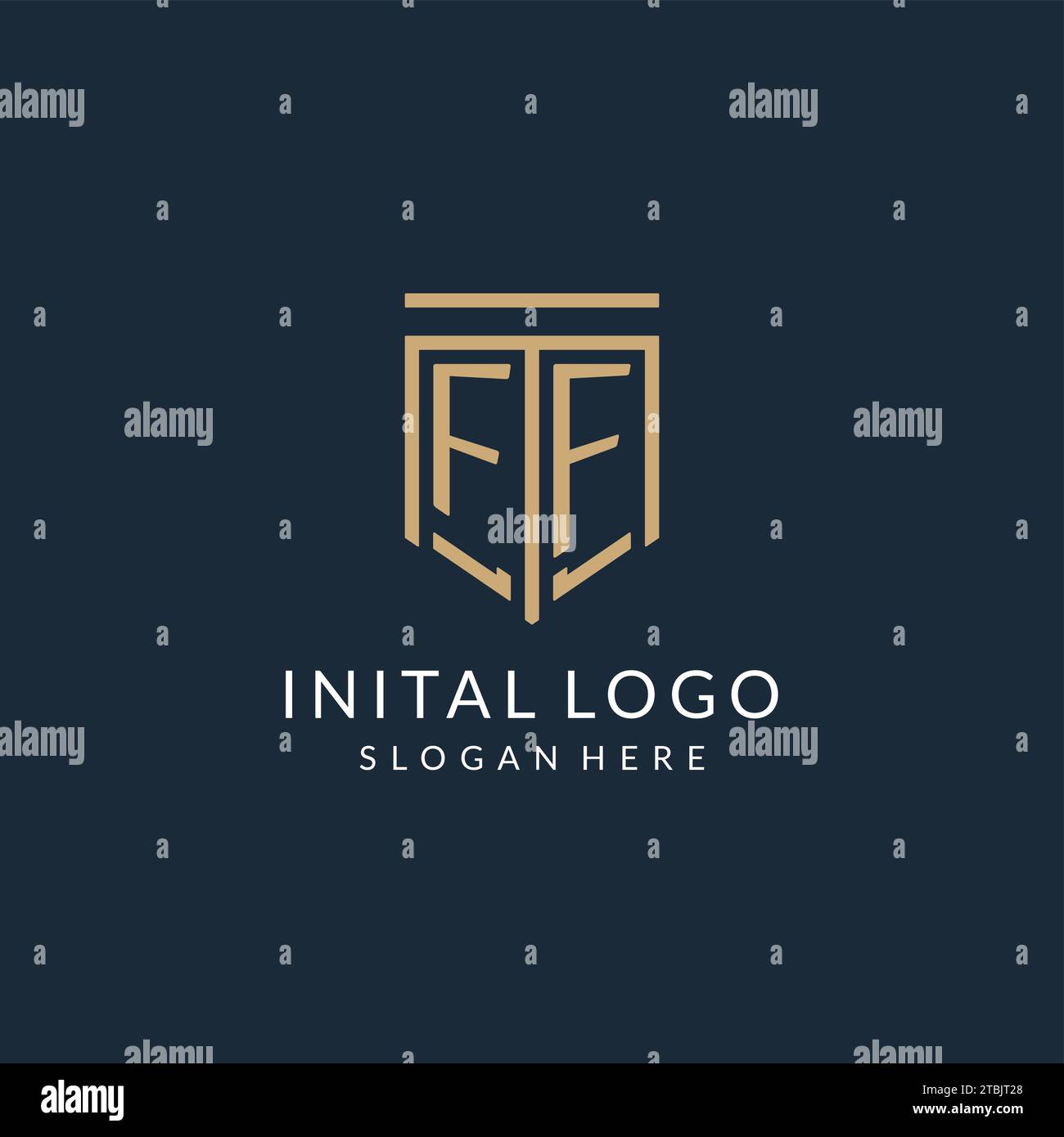 Initial FF shield logo monoline style, modern and luxury monogram logo ...