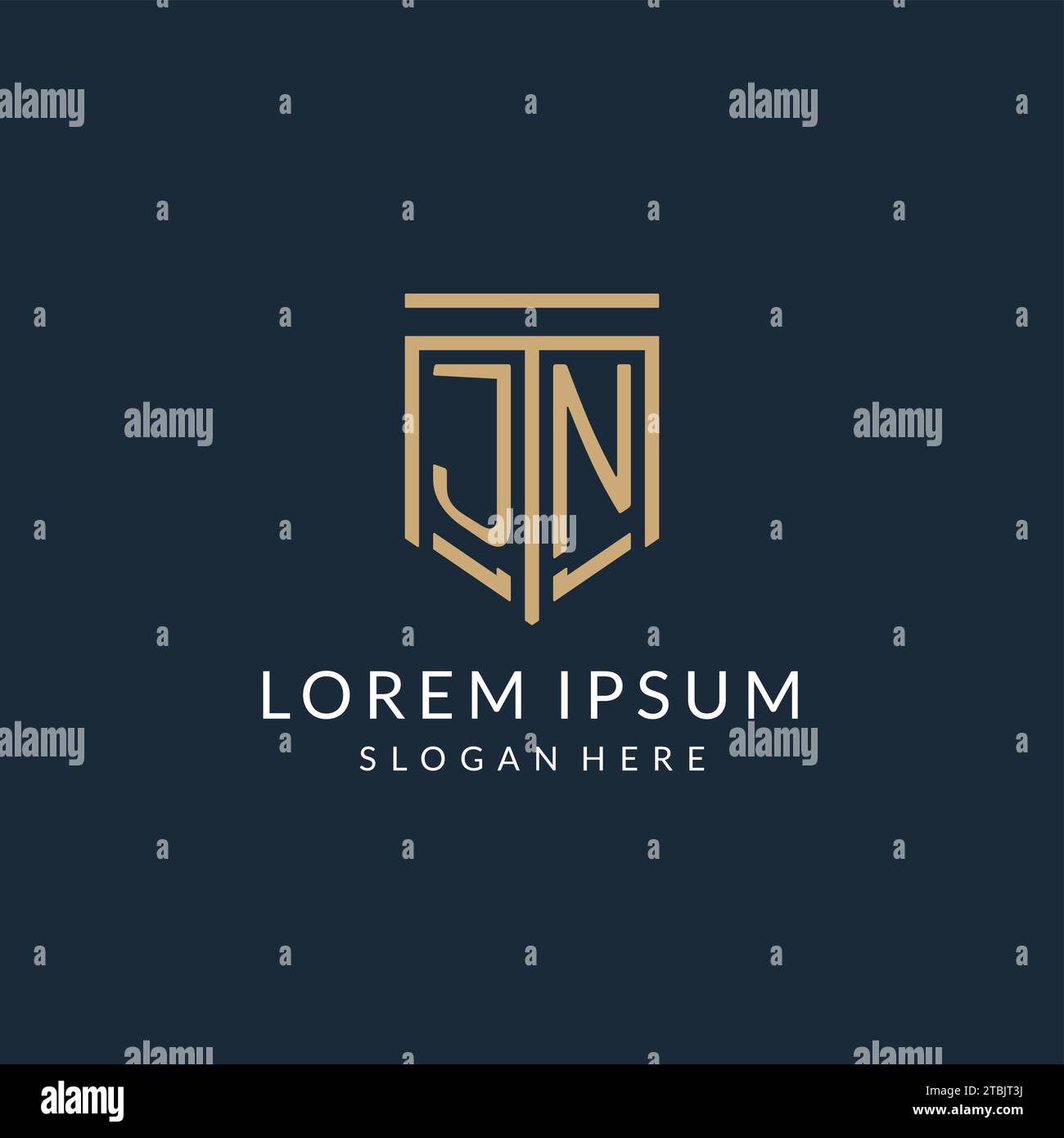 Initial JN shield logo monoline style, modern and luxury monogram logo design vector graphic ...