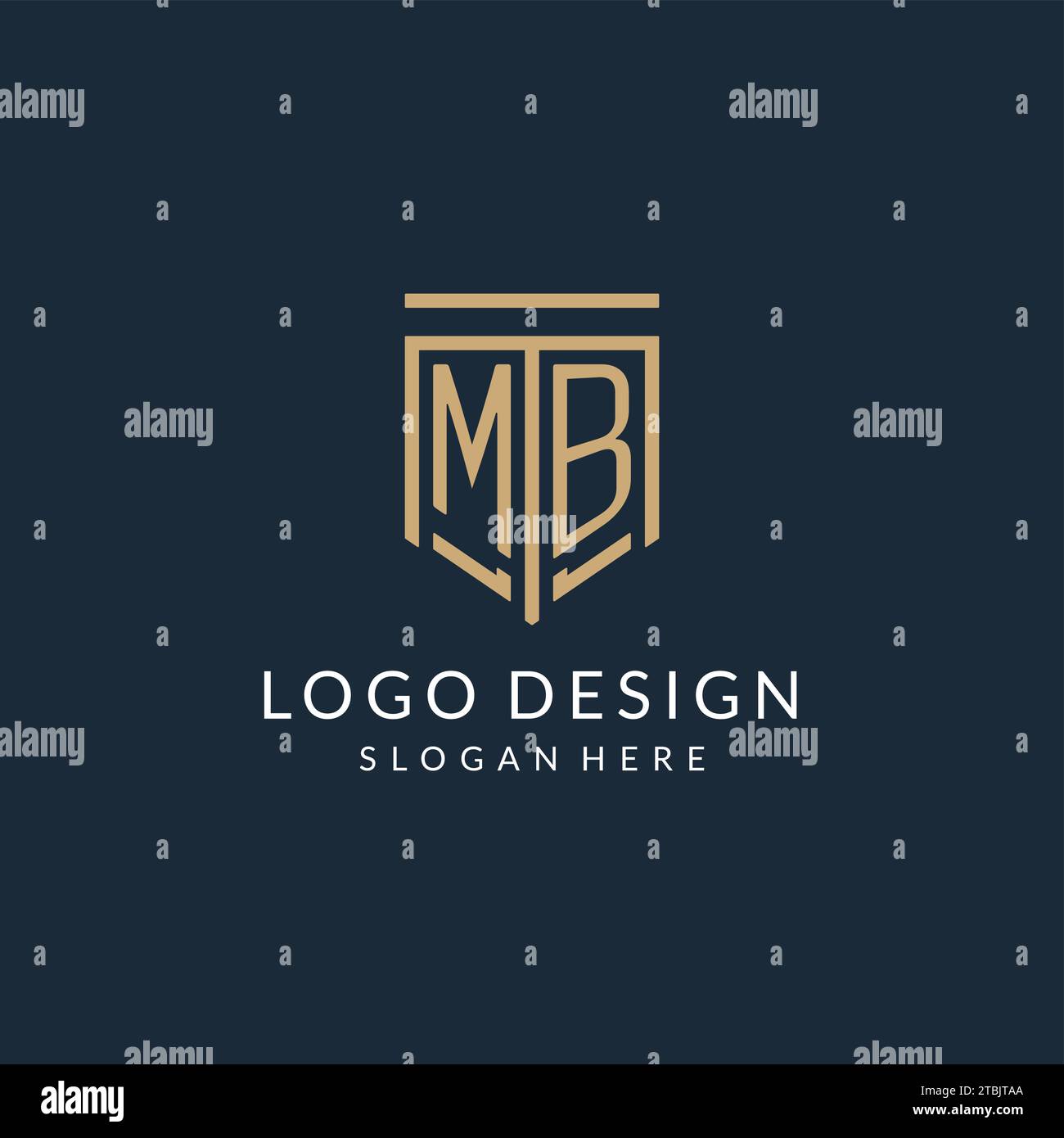 Initial MB shield logo monoline style, modern and luxury monogram logo ...