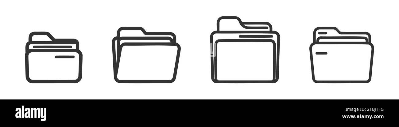 Folder icon set, vector design element pack on white background Stock ...