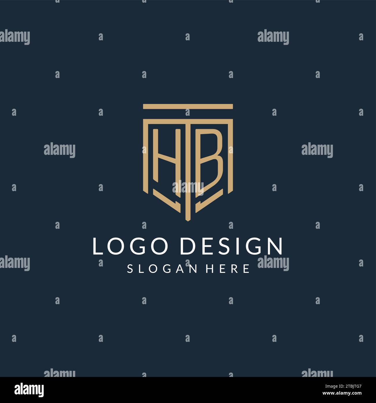 Initial HB shield logo monoline style, modern and luxury monogram logo ...