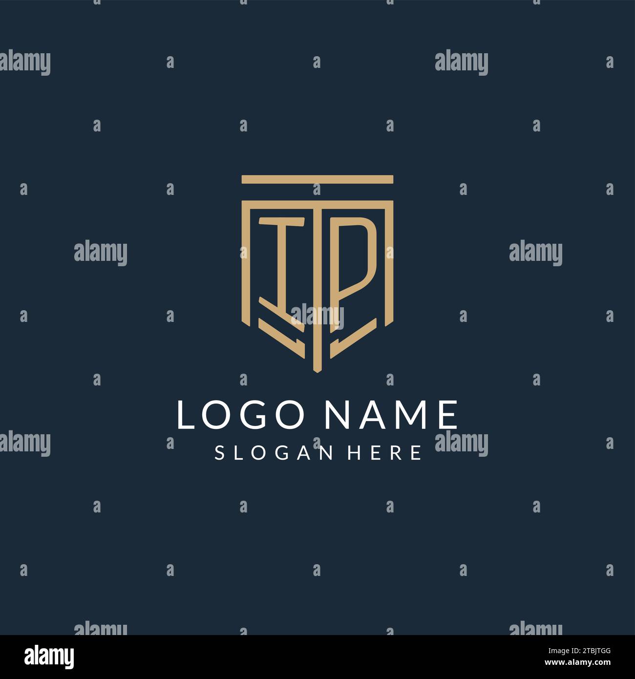 Initial IP shield logo monoline style, modern and luxury monogram logo ...