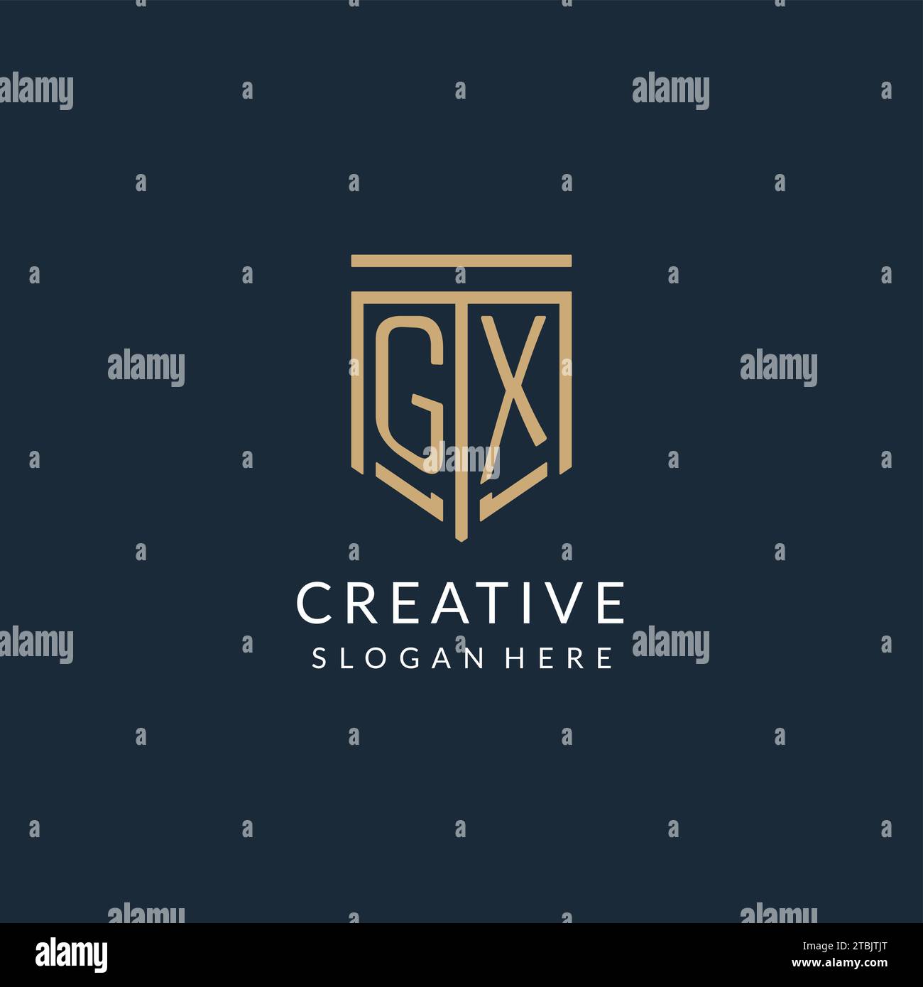 Initial GX shield logo monoline style, modern and luxury monogram logo design vector graphic ...