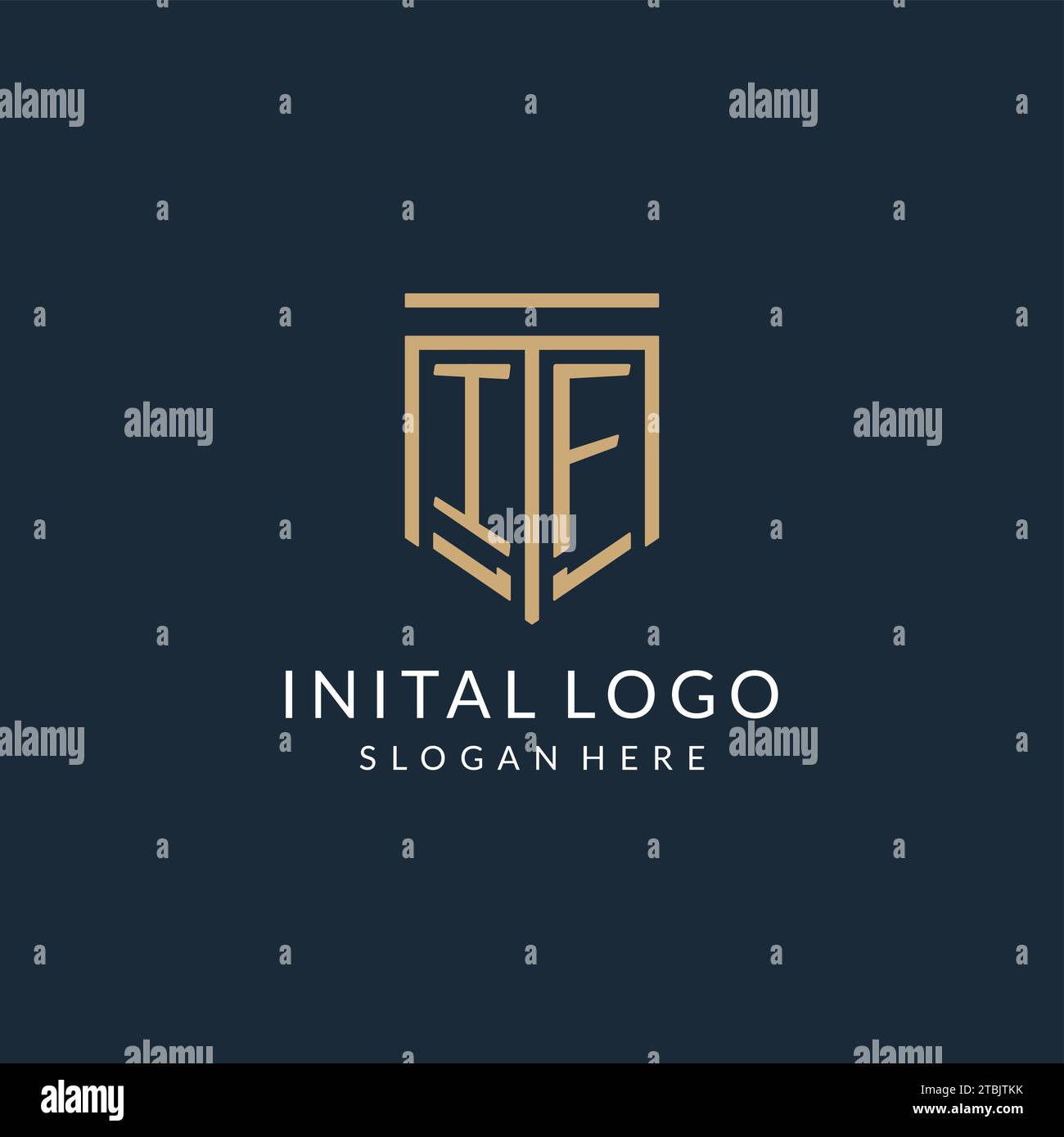 Initial IF shield logo monoline style, modern and luxury monogram logo design vector graphic ...
