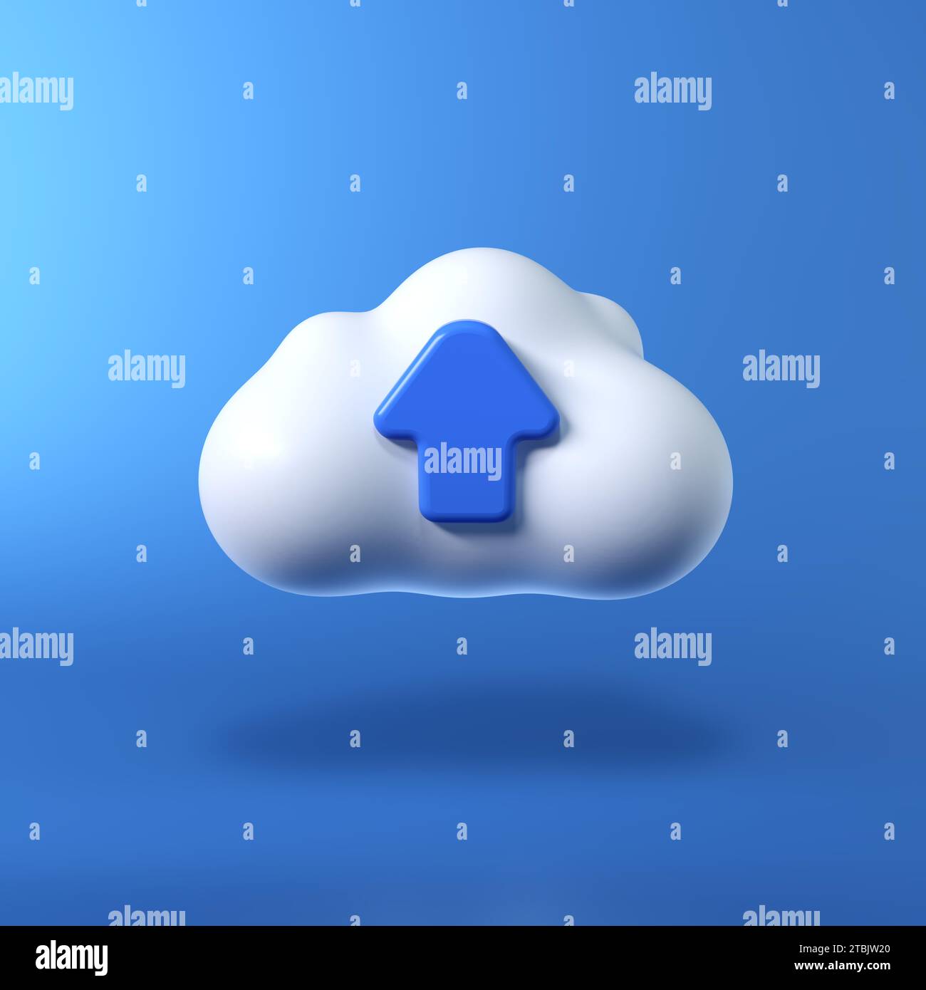 White Fluffy Cloud With Upload Icon Isolated Over Soft Blue Background ...