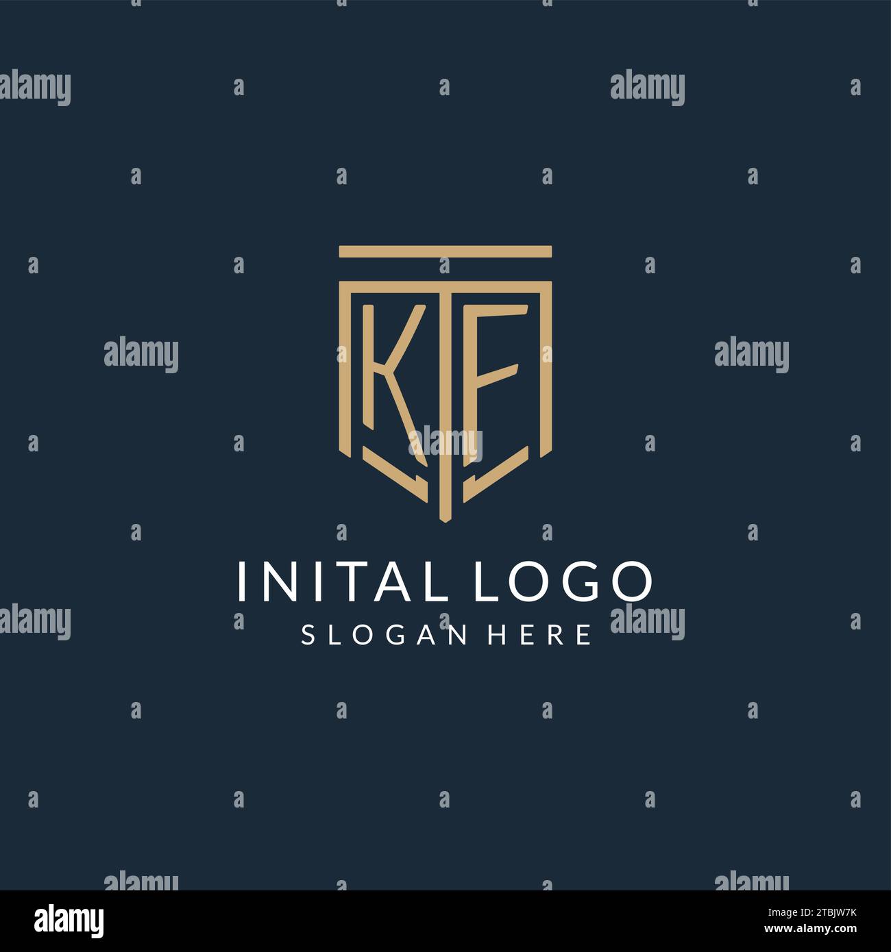 Initial KF shield logo monoline style, modern and luxury monogram logo ...