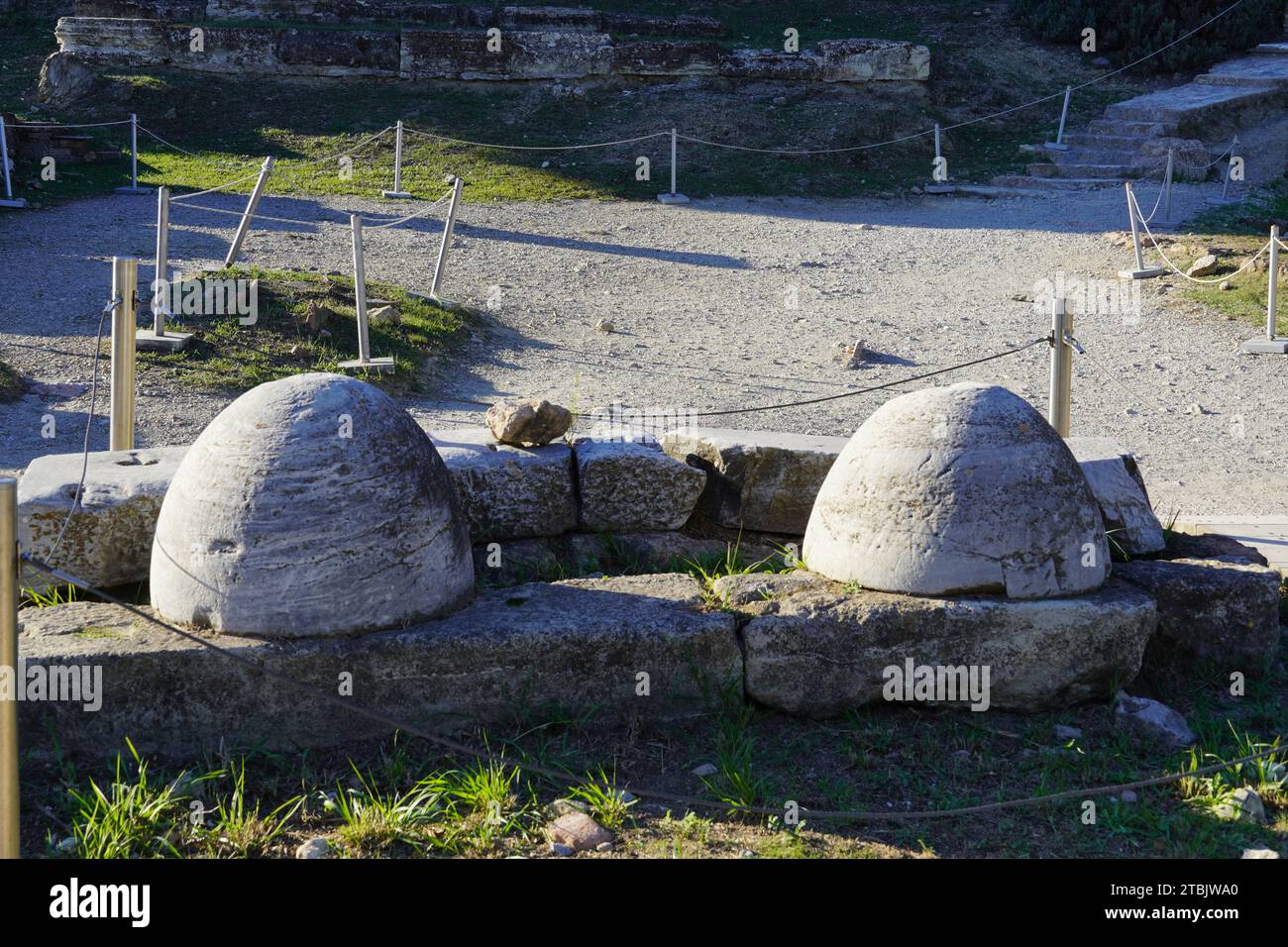 Two navel stones or omphaloi, offerings to the temple of Apollo in the ...