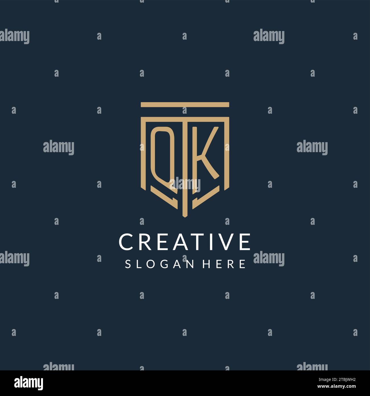 Initial QK shield logo monoline style, modern and luxury monogram logo ...