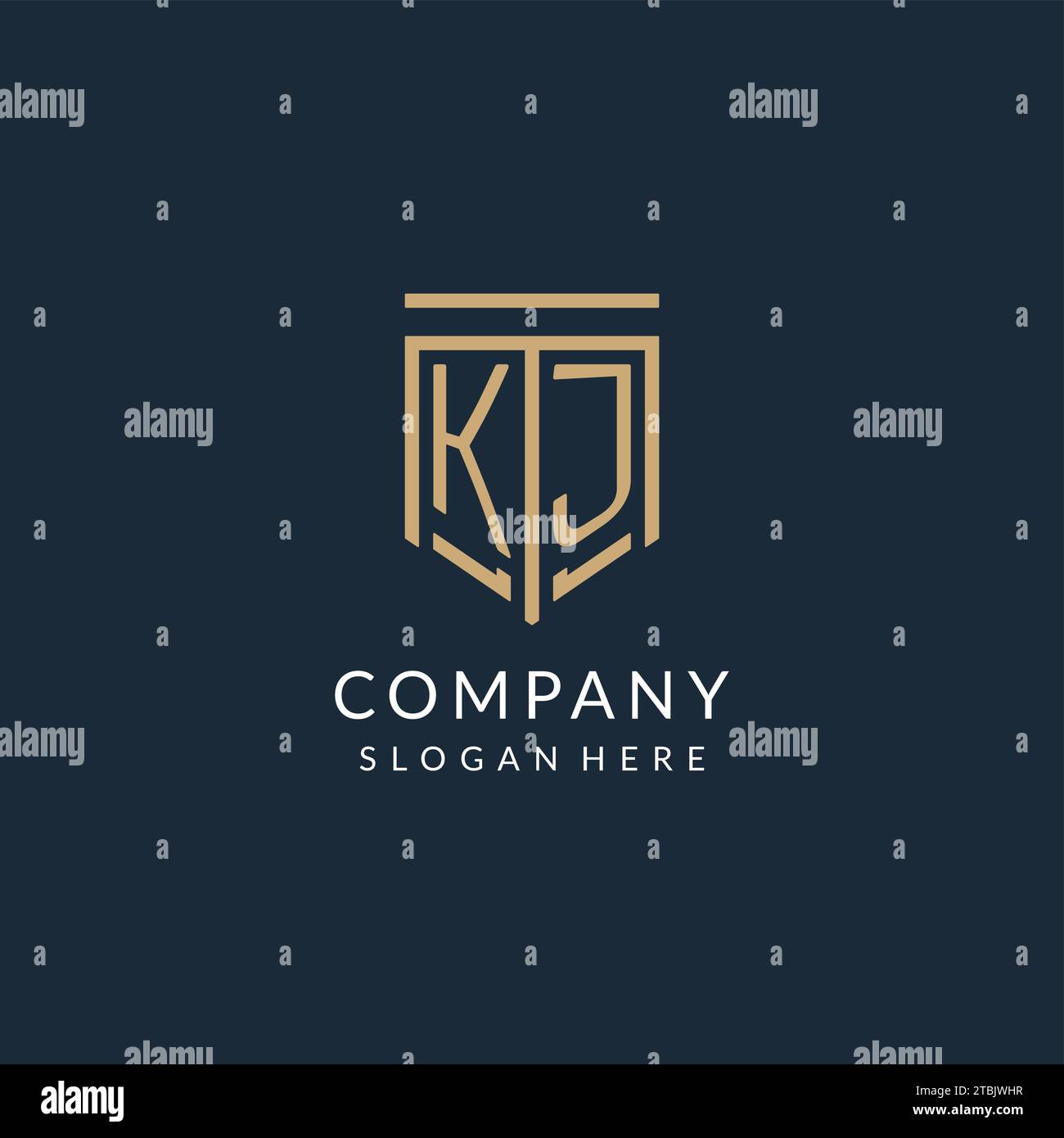 Initial KJ shield logo monoline style, modern and luxury monogram logo ...