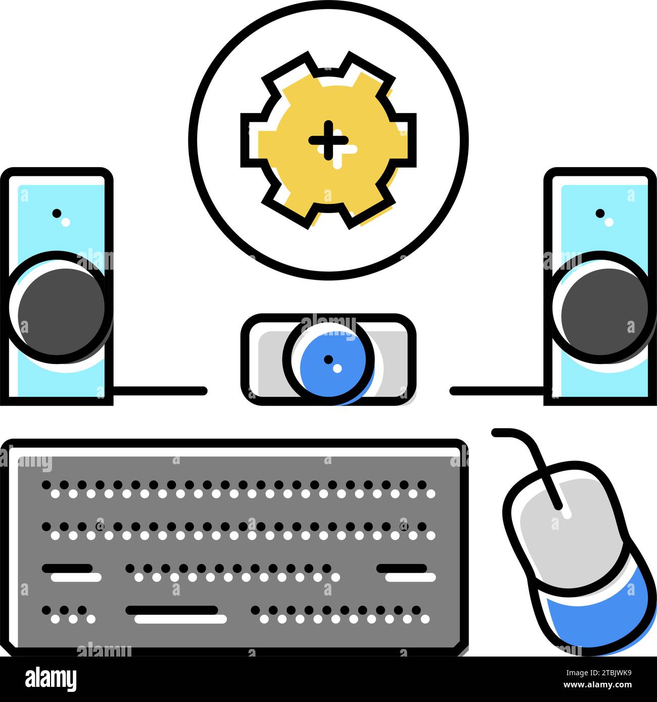 peripheral setup repair computer color icon vector illustration Stock ...