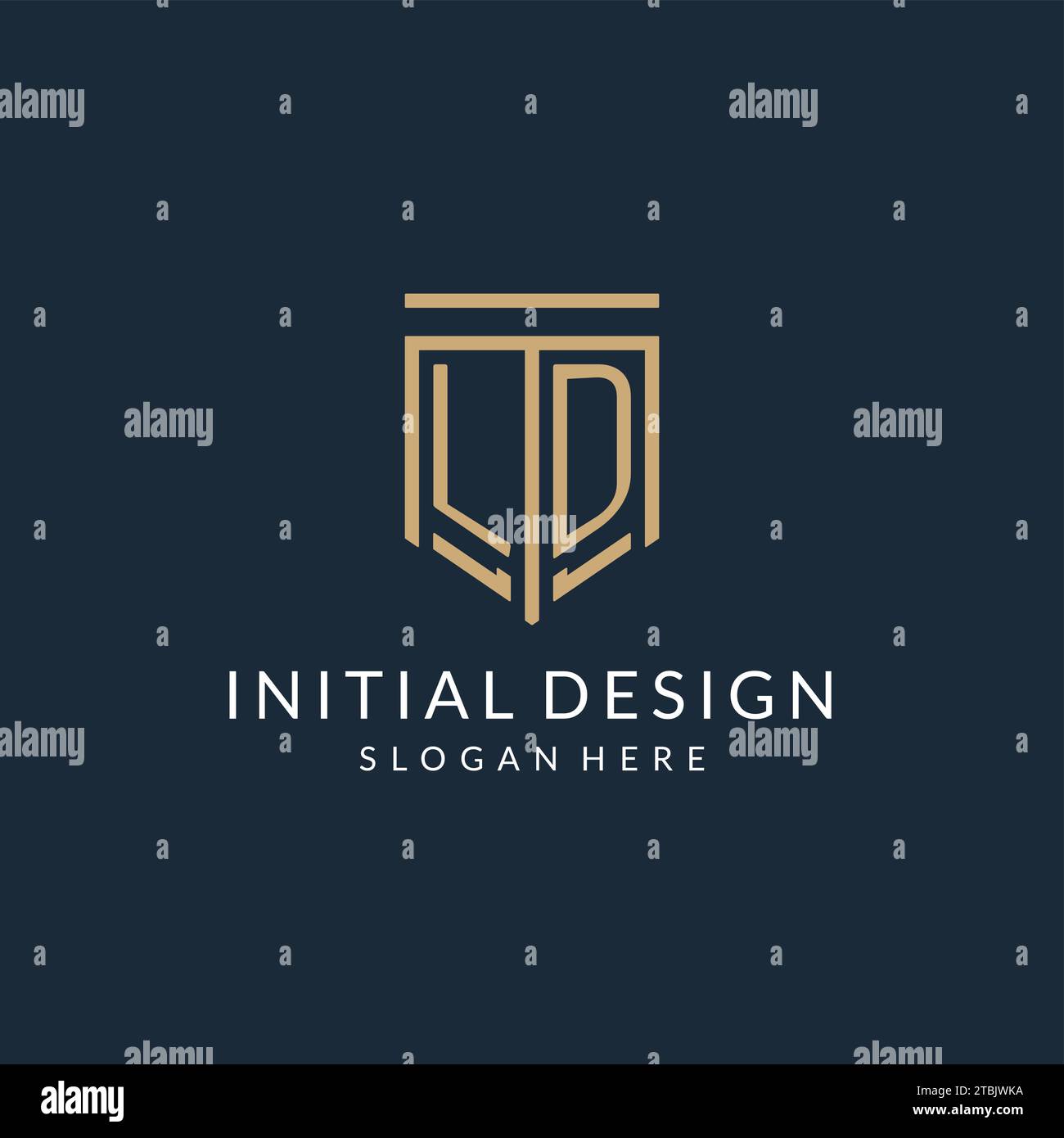 Initial LD shield logo monoline style, modern and luxury monogram logo ...