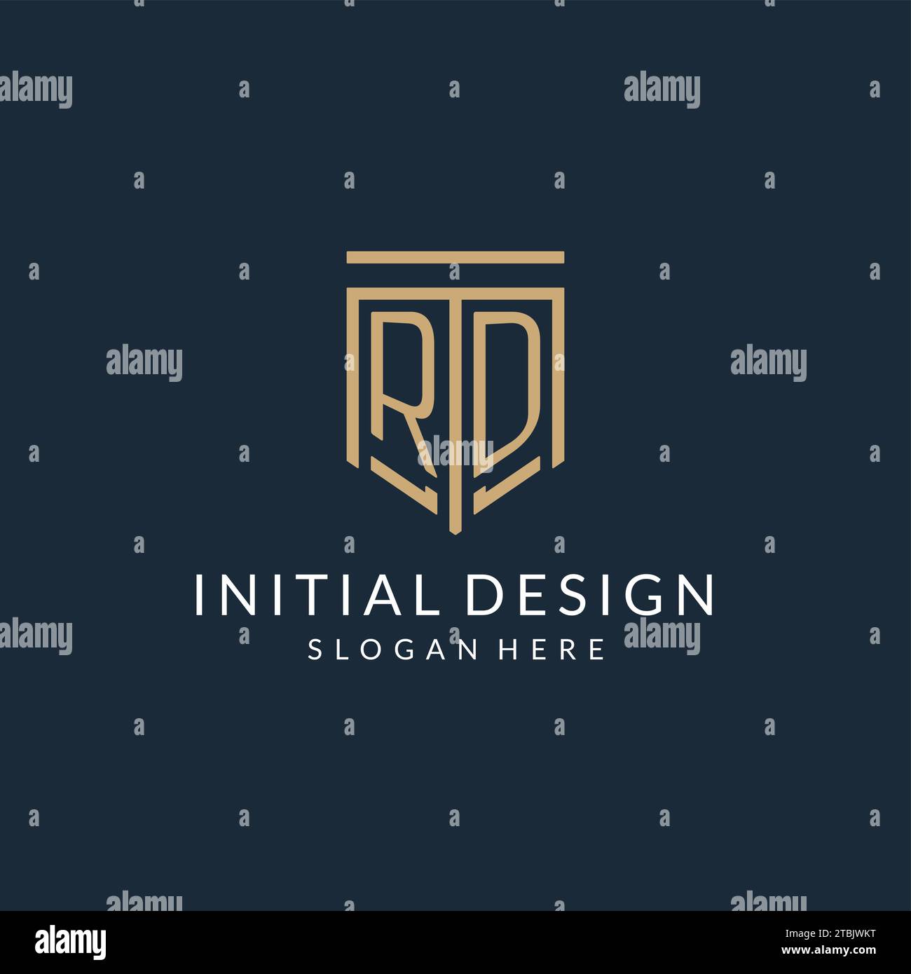 Initial RD shield logo monoline style, modern and luxury monogram logo ...