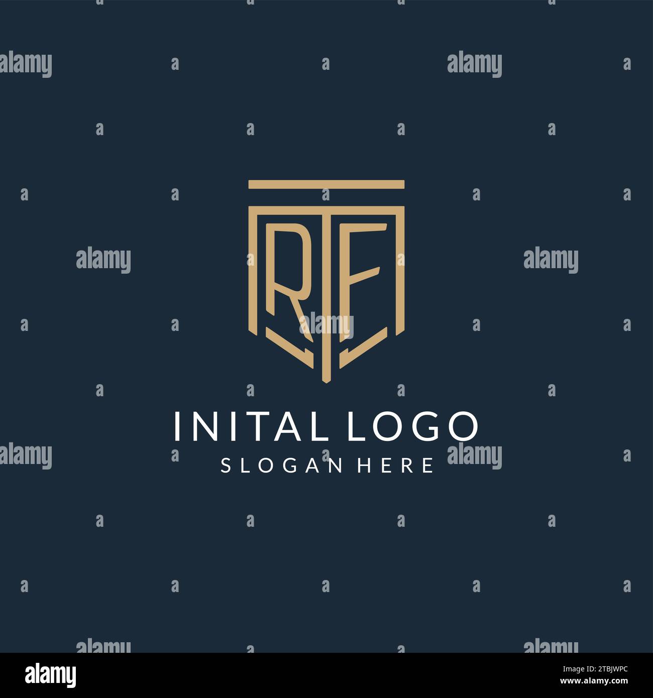 Initial RF shield logo monoline style, modern and luxury monogram logo design vector graphic ...