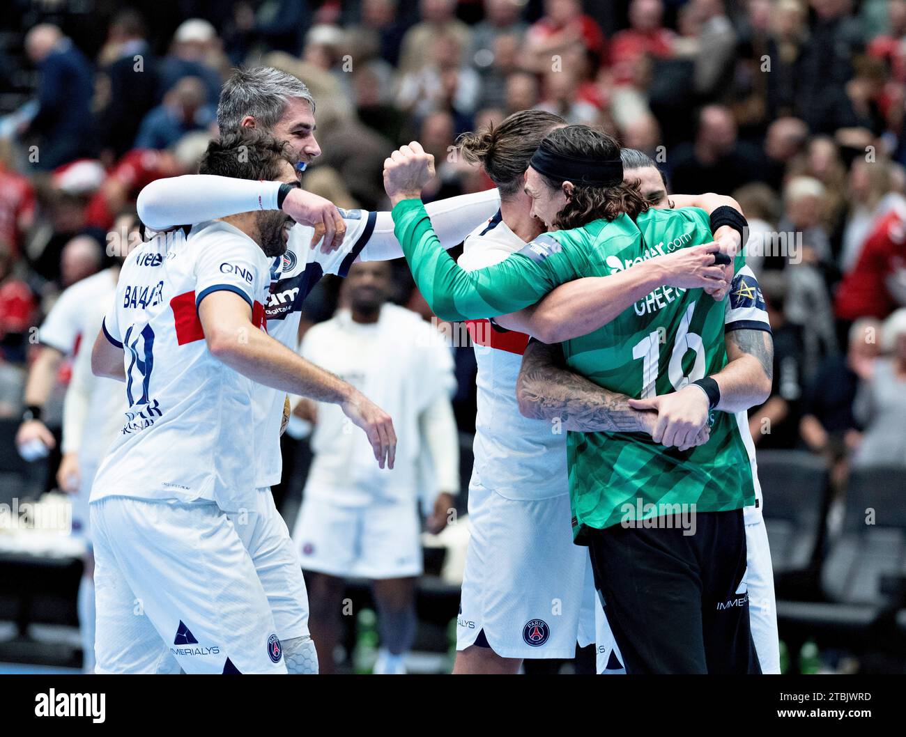 PSGs players celebrates after the EHF Champions League mens handball ...