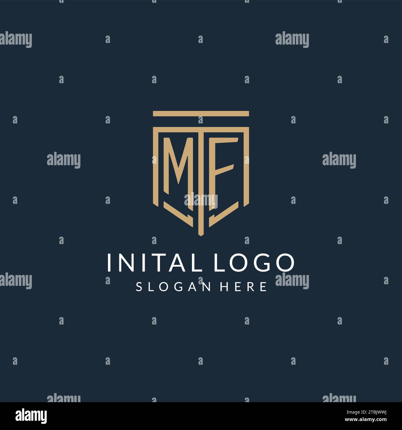 Initial MF shield logo monoline style, modern and luxury monogram logo ...