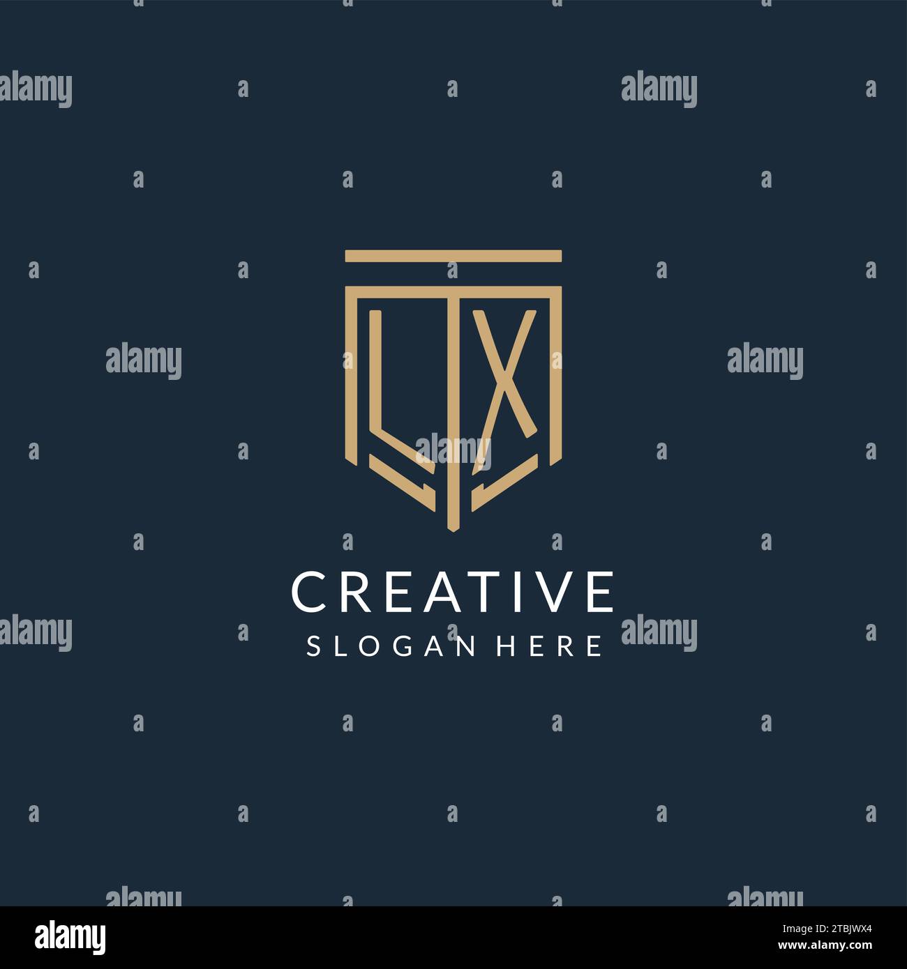 Initial LX shield logo monoline style, modern and luxury monogram logo design vector graphic ...