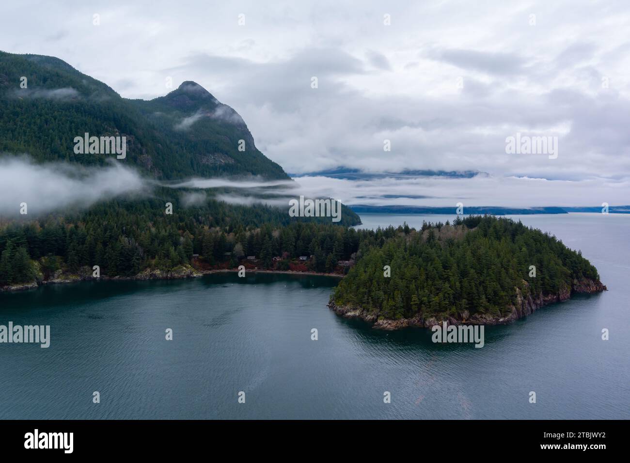 Howe Sound with Canadian Mountain Landscape Nature Aerial Background ...