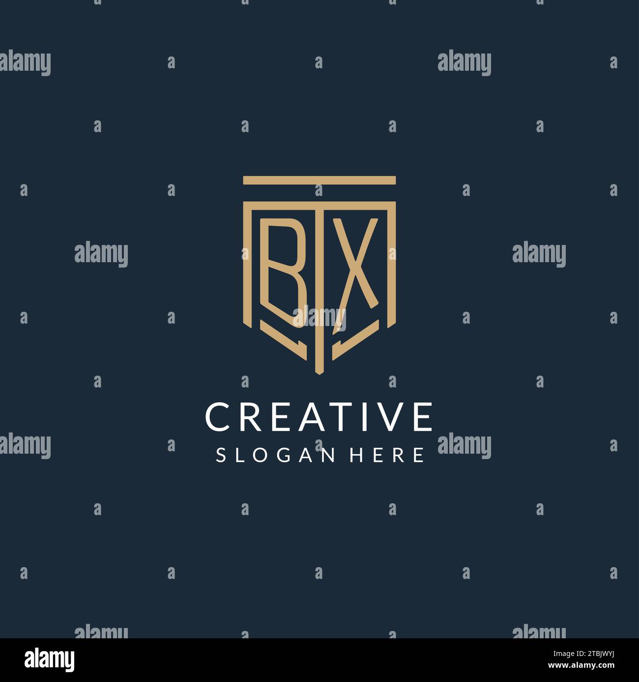Initial BX shield logo monoline style, modern and luxury monogram logo ...