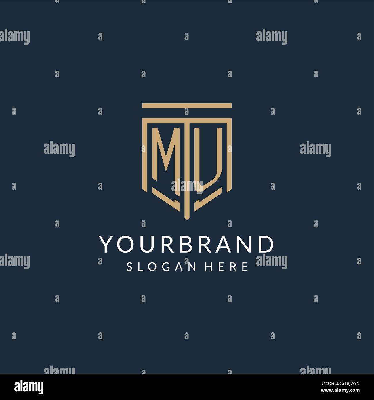 Initial MU shield logo monoline style, modern and luxury monogram logo ...