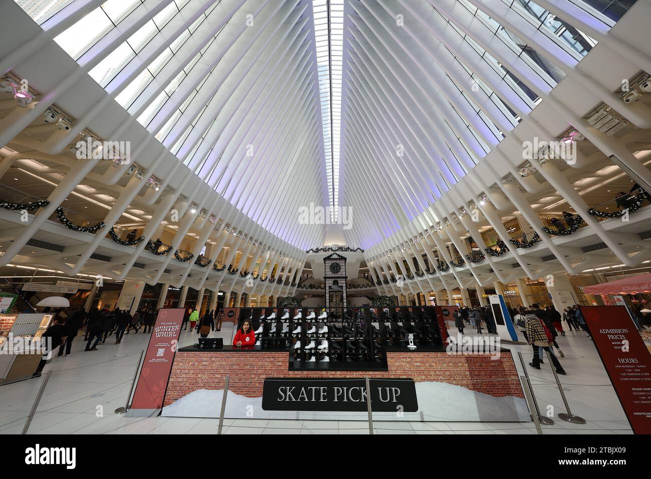 The Oculus Mall is filled with Christmas lights in New York, New York ...